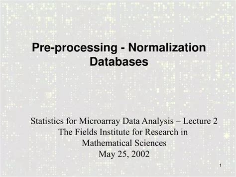 Ppt Normalization Techniques In Microarray Data Analysis A