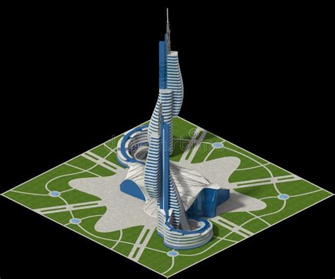 3d Game Architecture For A Futuristic City Stock Illustration