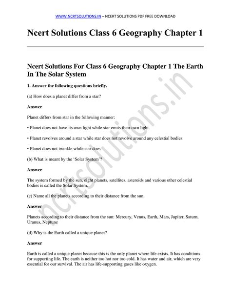 SOLUTION Ncert Solutions Class 6 Geography Chapter 1 Studypool