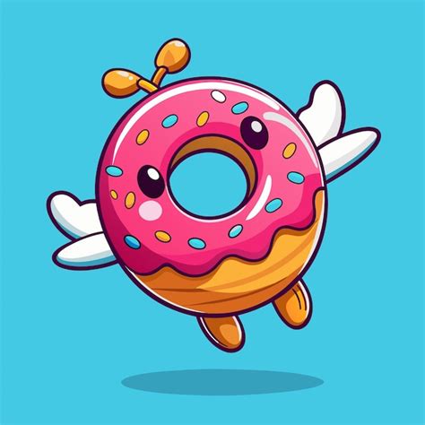 Ilustração de ícone de desenho animado de donut voador derretido