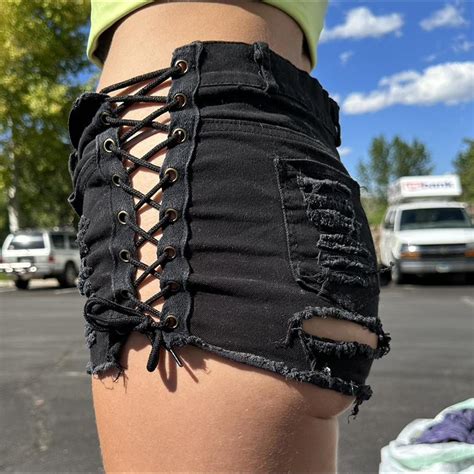 Super Cute Tiny Booty Shorts With Tied Sides Size Depop