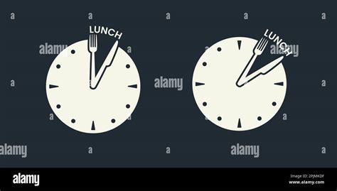 Clock With Fork And Knife As Clock Hands Shows Lunch Time Time To