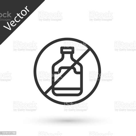灰色線 白色背景上無隔離酒精圖示禁止酒精飲料禁止使用啤酒瓶玻璃的符號向量向量圖形及更多保安圖片 保安 停止標誌 剪裁圖 Istock