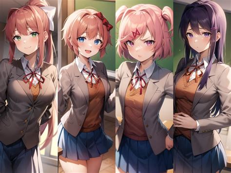 Ddlc Doki Doki Literature Club Monika Sayori Natsuki Yuri