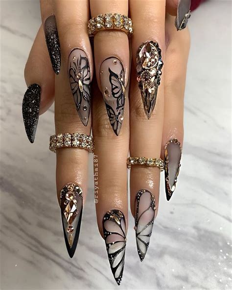 Stiletto Nail Art Bling Acrylic Nails Pretty Acrylic Nails Bling Nails Best Acrylic Nails