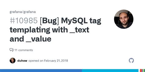 Bug MySQL Tag Templating With Text And Value Issue 10985