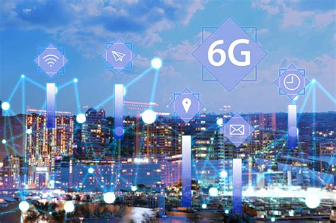 6g 네트워크 무선 시스템 아름다운 도시 경관 및 네트워크 연결 라인 0명에 대한 스톡 사진 및 기타 이미지 0명 개념