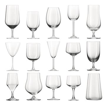 Big Set Different Types Glassware With Bewerage Quince Exotic Tropical PNG Transparent Image