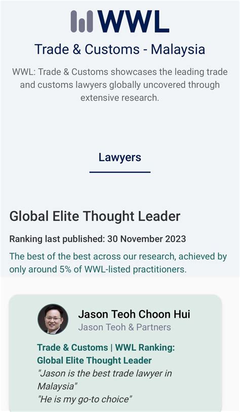 Honored To Be Featured In The Latest Whos Who Legal Trade And Customs