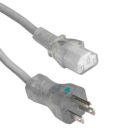 Medical Grade NEMA 5 15 Male To IEC C 13 Female Power Cable 3C 18 AWG Grey 2 44m