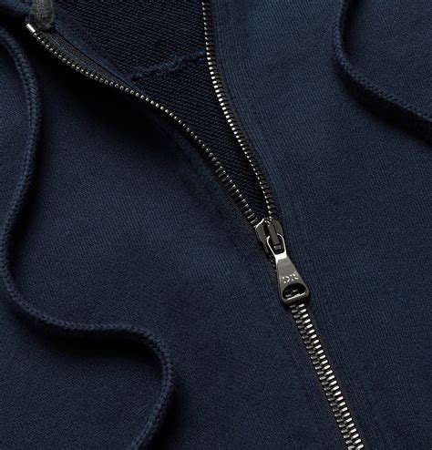 Derek Rose Devon Brushed Loopback Cotton Jersey Zip Up Hoodie Blue