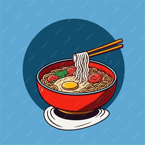 Premium Vector Japanese Ramen Noodles Bowl Cartoon Illustration For
