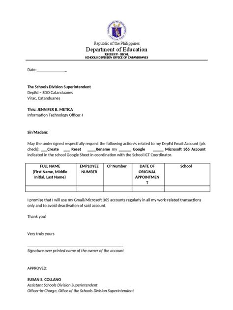 Letter Request To Reset Rename And Forgot Password Pdf