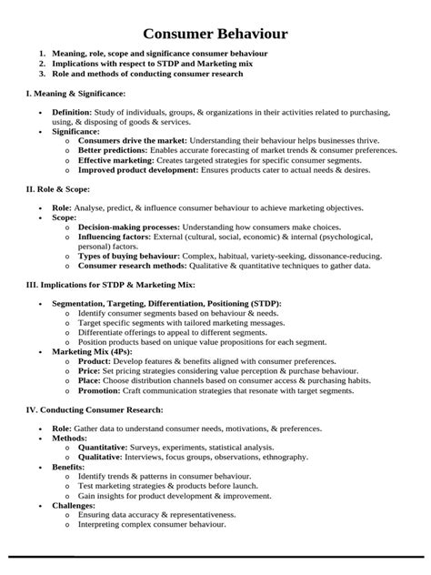 Consumer Behaviour Notes Pdf
