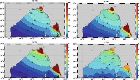 Distribution Of Amplitude Of Dominated Semi Diurnal Tides M2 S2 N2 Download Scientific