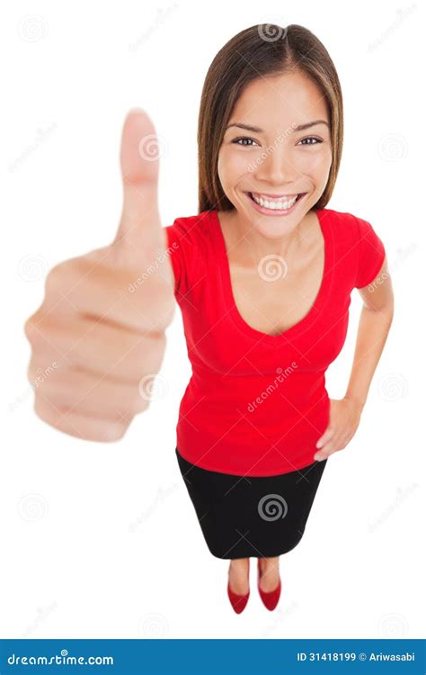 Woman Giving Thumbs Up Approval Hand Sign Gesture Royalty Free Stock