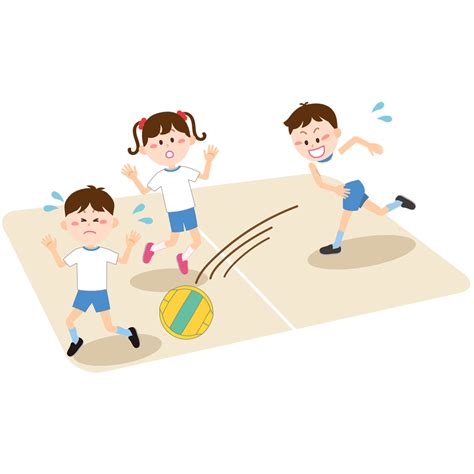 ドッジボールをする子供のイラスト 園だより、おたよりで使えるかわいいイラストの無料素材集【イラストだより】