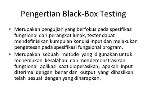 Black Box Testing Pengertian Blackbox Testing Merupakan Pengujian