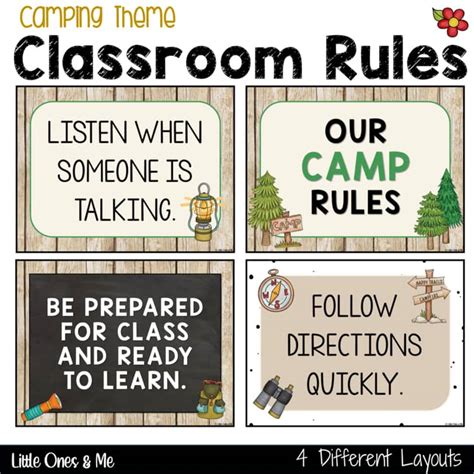 Camping Theme Decor Classroom Rules By Little Ones And Me Tpt