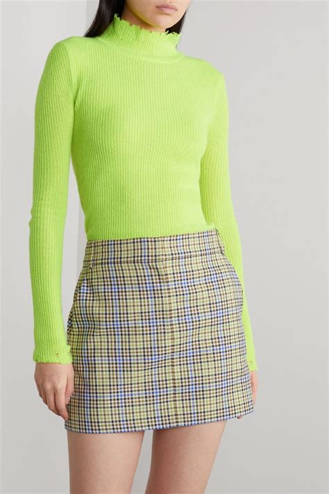 Herve By Herve Leger Rib Skirt Acid Green Artofit