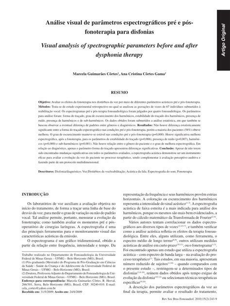 Pdf Visual Analysis Of Spectrographic Parameters Before And After