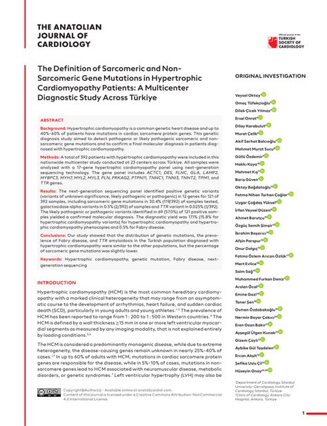 Pdf The Definition Of Sarcomeric And Non Sarcomeric Gene Mutations In