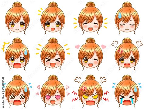 かわいい主婦のちびキャラ顔アイコン素材 Stock イラスト Adobe Stock