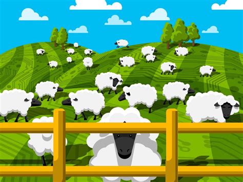Sheep Herd Illustration In 2024 Illustration Herding Sheep