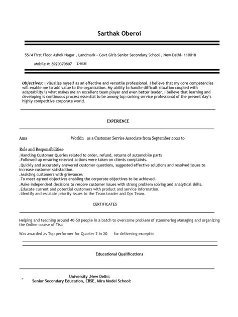 Amazon Resume Pdf