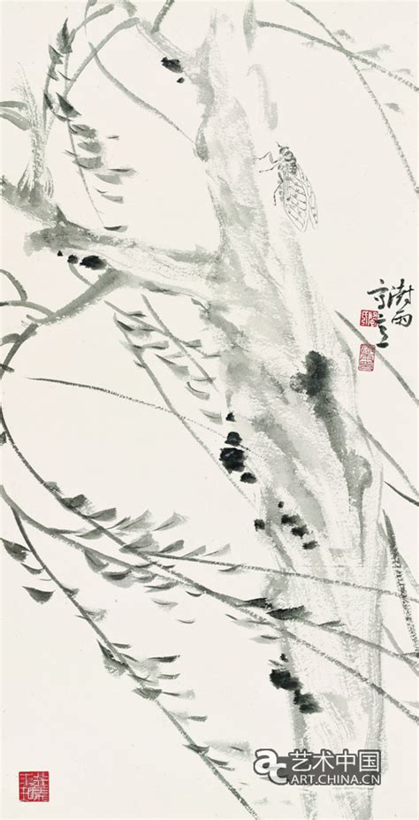 阴澍雨 墨花工虫屏7 纸本水墨 31x67cm 2014年 艺术作品 艺术中国