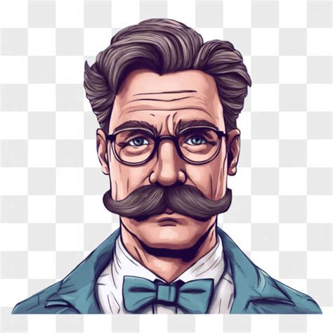 Download Elegant Man In Glasses Mustache And Bowtie Cartoons Online