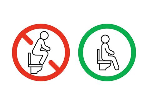 Wc Regels Zitten Op Stoel Toilet Maar Staan Niet Waarschuwingsbord
