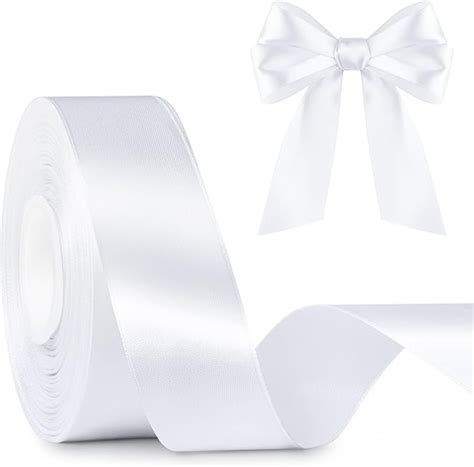 Mauproy 1 12 Inch Wide White Satin Ribbon 50 Yards Solid
