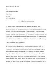 FFT 104 Week 3 Assignment Docx Raines Boswell FFT 104 1 Darrien