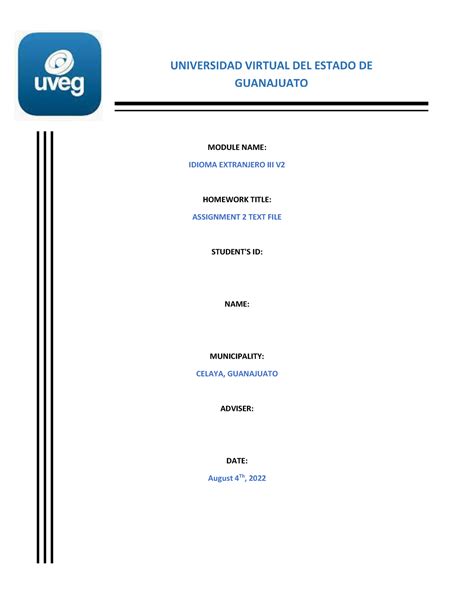 U1 Assignment 2 Text File Module Name Idioma Extranjero Iii V Homework Title Assignment 2
