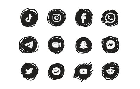 Social Media Logo Icons In Doodle Style 22478297 Vector Art At Vecteezy
