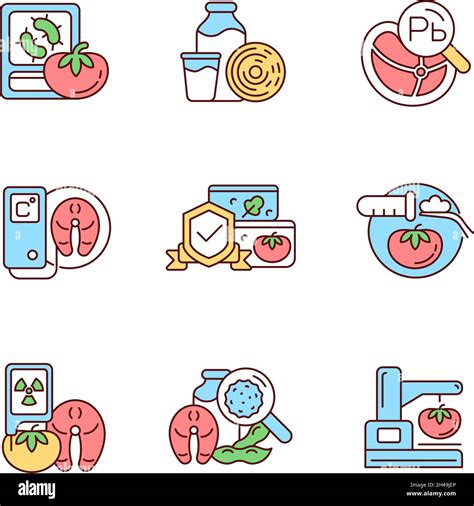 Food Analysis Rgb Color Icons Set Stock Vector Image And Art Alamy