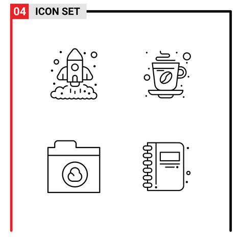User Interface Pack Of 4 Basic Filledline Flat Colors Of Business Hot Rocket Drink Folder