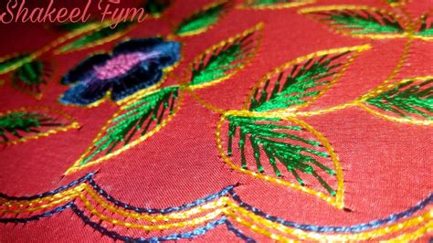 Hand Embroidery Leaf Stitch Tutorial Aarimaggam Youtube