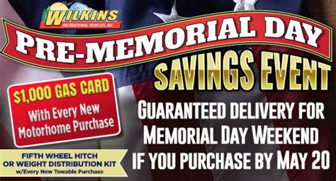 Hot Rv Sale Pre Memorial Day Savings Event Wilkins Rv Blog
