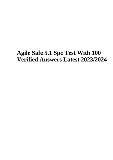 Agile Safe 5 1 Spc Test Questions And Answers Latest 2023 2024 Graded A Agile Safe 5 1 Spc