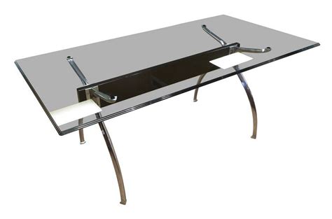 French Chrome Steel And Glass Dining Table European Furniture