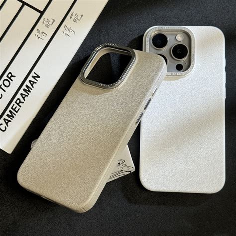 Jual Casing Titanium Metal Lens Frame Ponsel Kulit Case Luxury Litchi