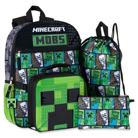 Best 13 Bioworld Minecraft Creepers 5pc Backpack Bookbag Set Licensed