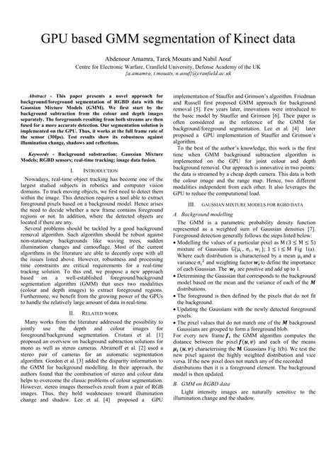 Pdf Gpu Based Gmm Segmentation Of Kinect Data