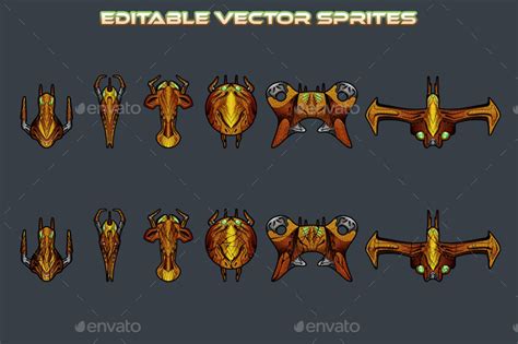 UFO Spaceship 2D Sprites Game Assets GraphicRiver