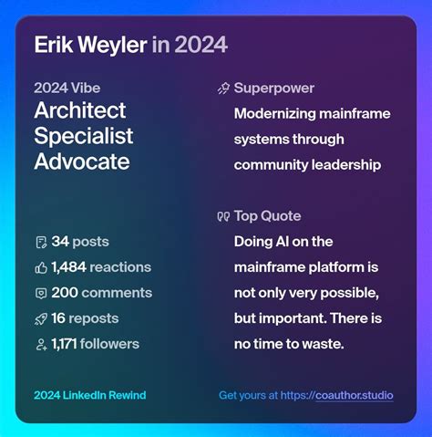 Erik Weyler On Linkedin Ibmz Ibmchampion Sebtech Mainframe Aionz Linkedinrewind Coauthor