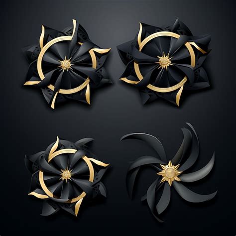 Premium Ai Image A Set Of Ninja Legend Shuriken Shape Black Silk