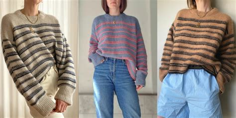 Пуловер с японским плечом спицами сверху Structure Loop Sweater