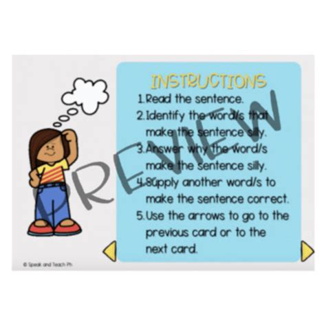 Silly Sentences Semantic Absurdities No Prep Speech Therapy Boom™ Cards